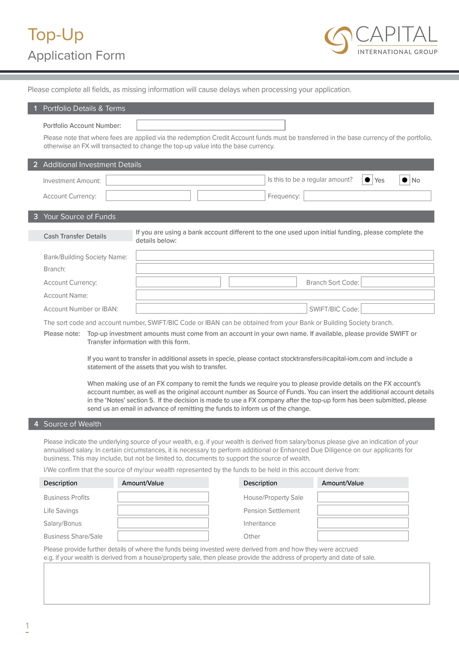 Top-up Form - Capital International Group